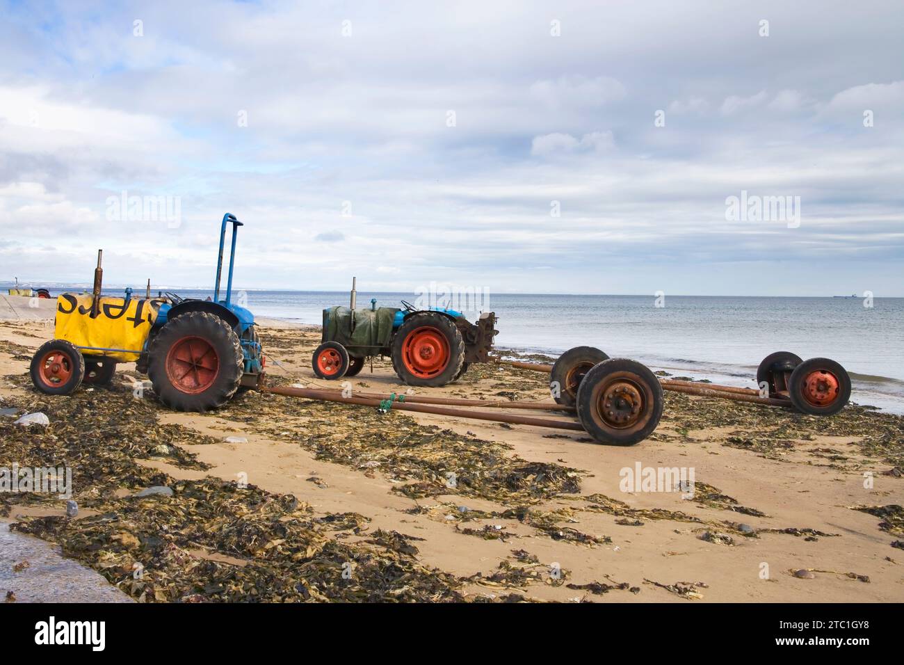 tractors on the beach at redcar cleveland north yorkshire Stock Photo ...