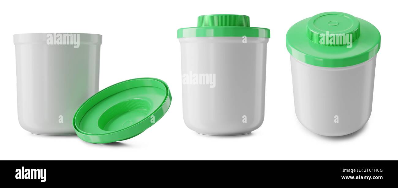 plastic containers with cap, empty jar or pot for storage and carrying ...