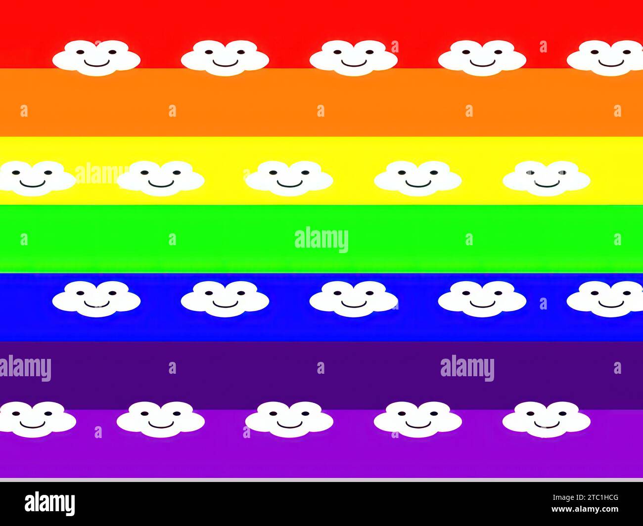 A cheerful illustration featuring a vibrant rainbow smiley face pattern ...