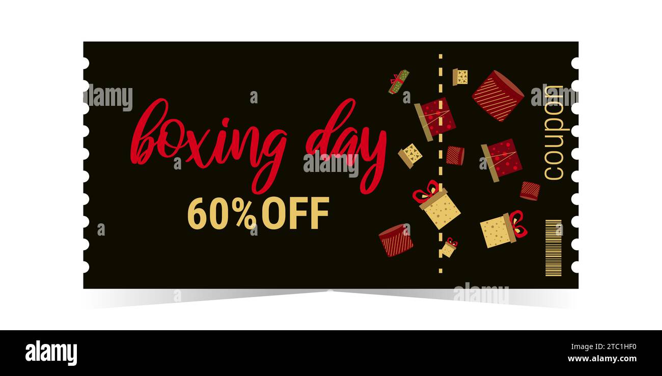 Boxing Day coupon color template layout vector. 60 percent discount ...