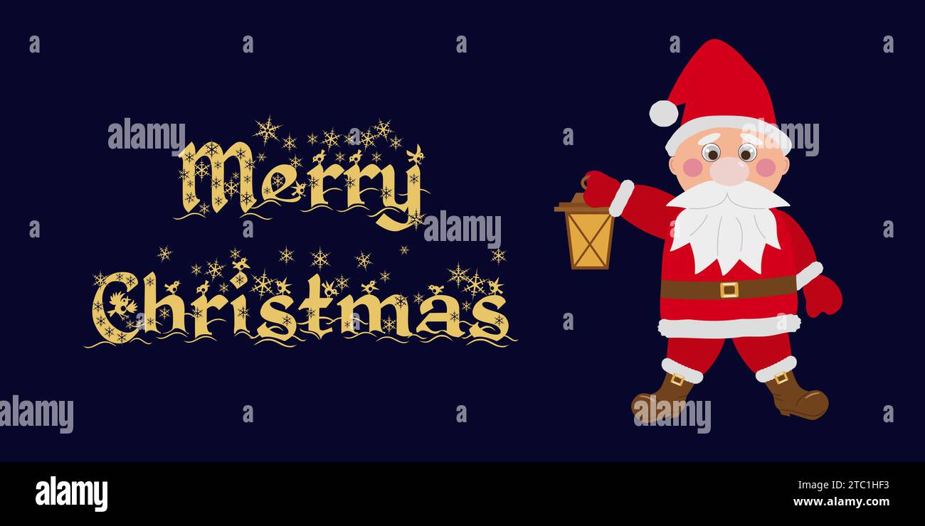 Santa Claus template a festive banner, flyer. Lettering in gold letters ...