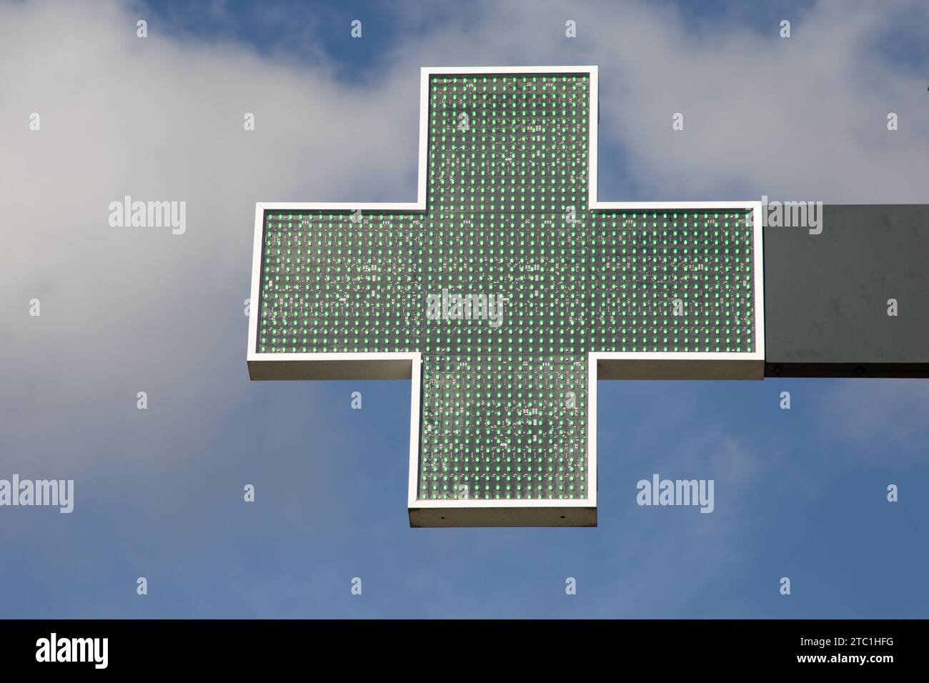 green cross illuminated led sign pharmacy dispensary in chemist concept ...