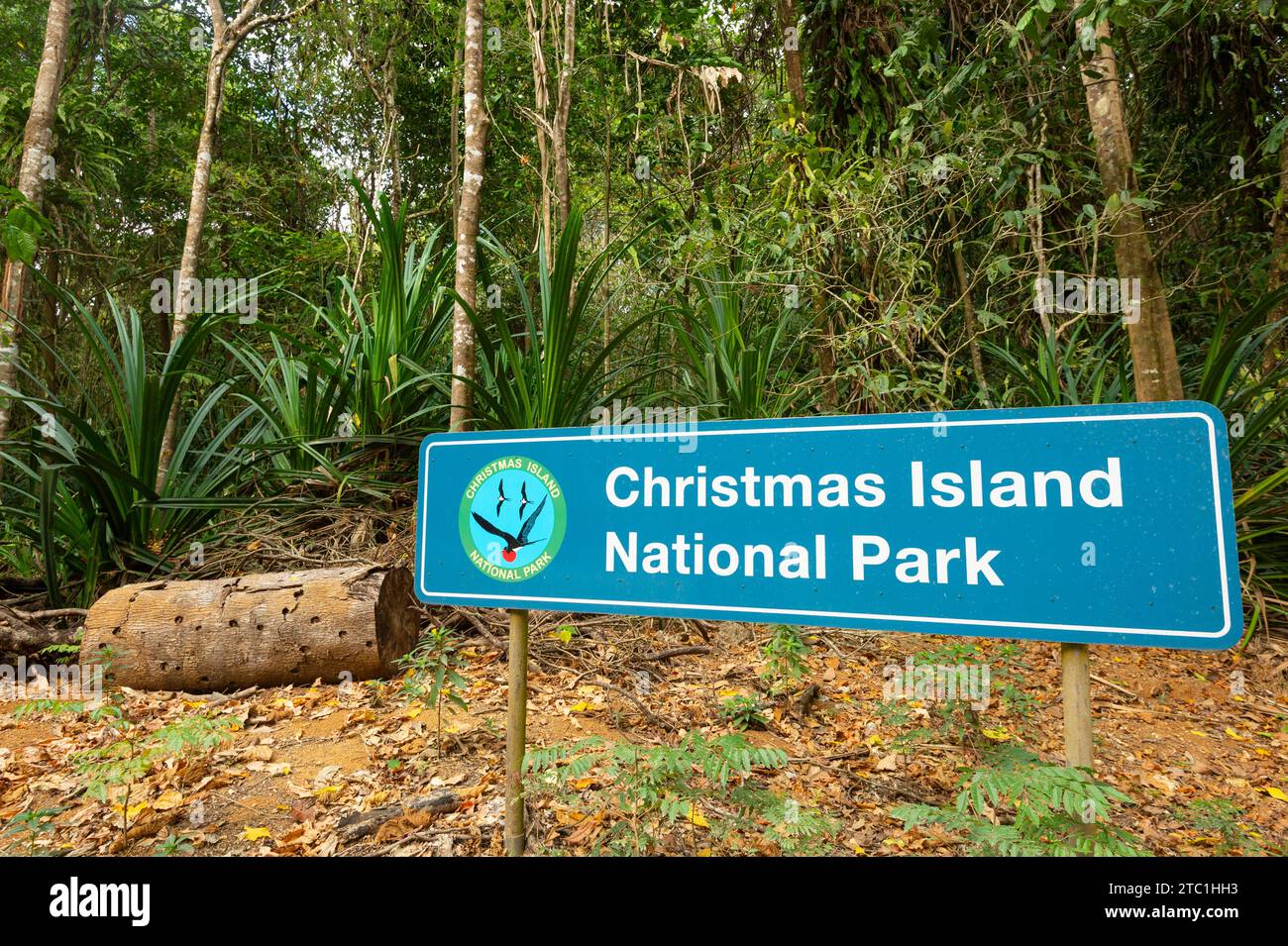 Christmas Island National Park sign in the forest, Australia Stock ...