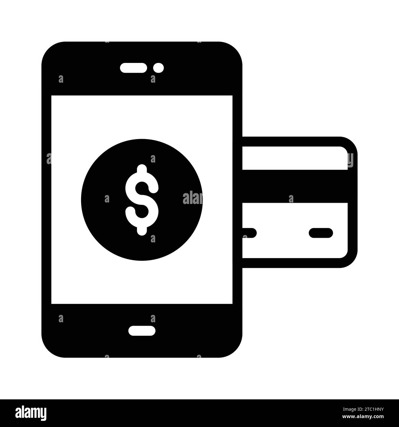Bank card with mobile phone denoting concept of mobile payment or online payment icon Stock ...