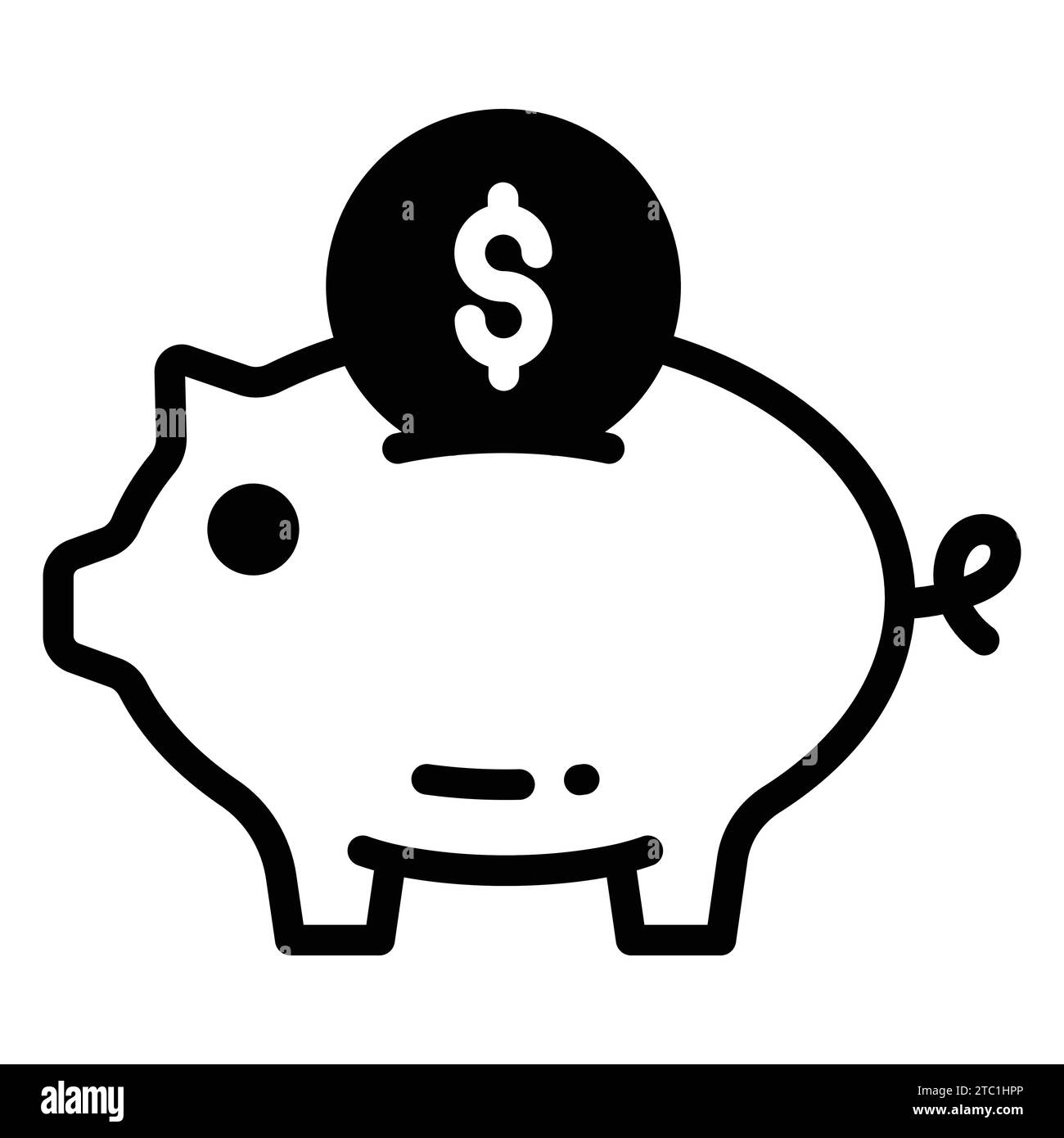 Piggy bank with dollar coin, trendy flat vector design of money savings ...