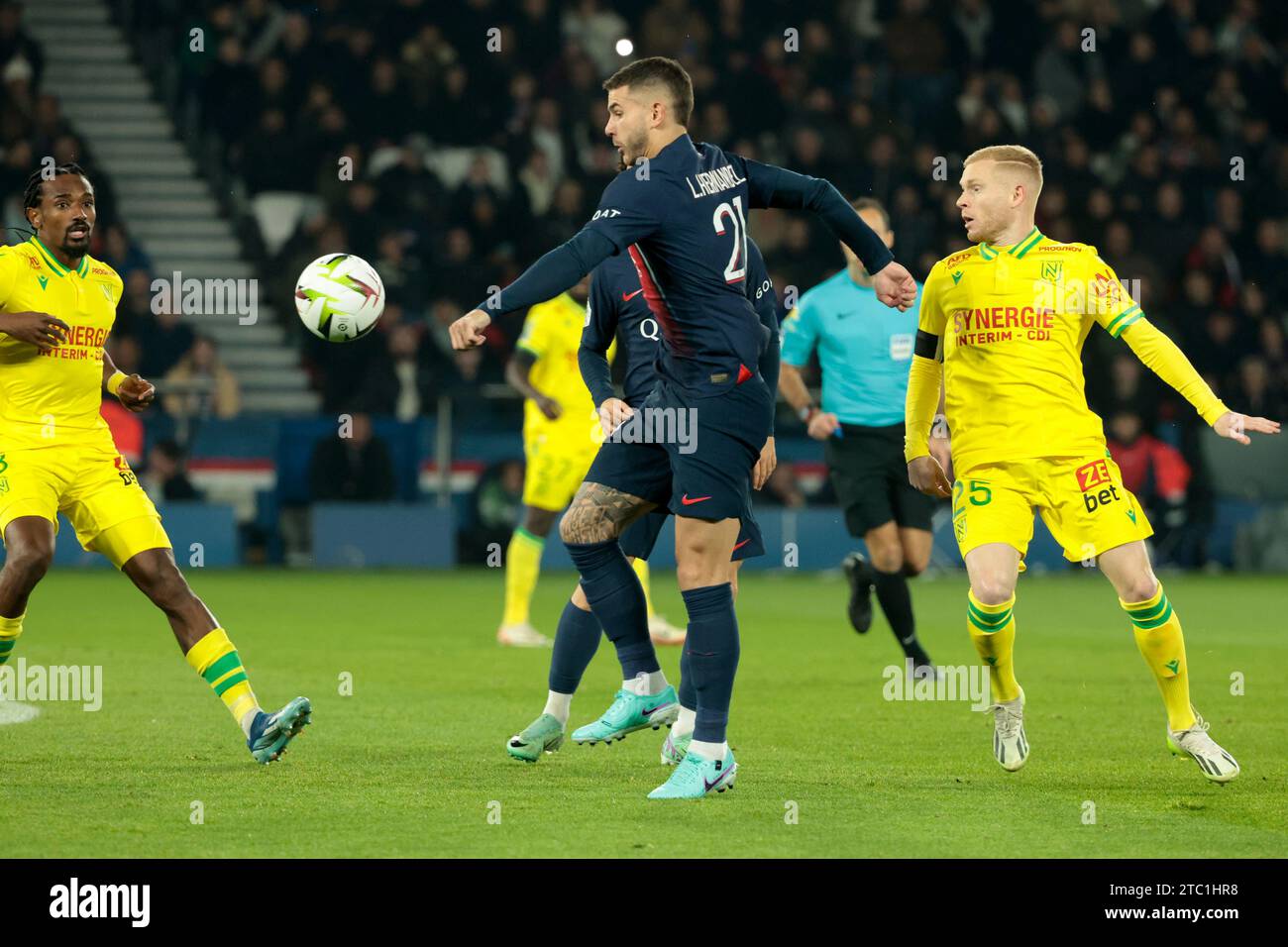 Paris, France. 09th Dec, 2023. Lucas Hernandez of PSG, Florent Mollet ...