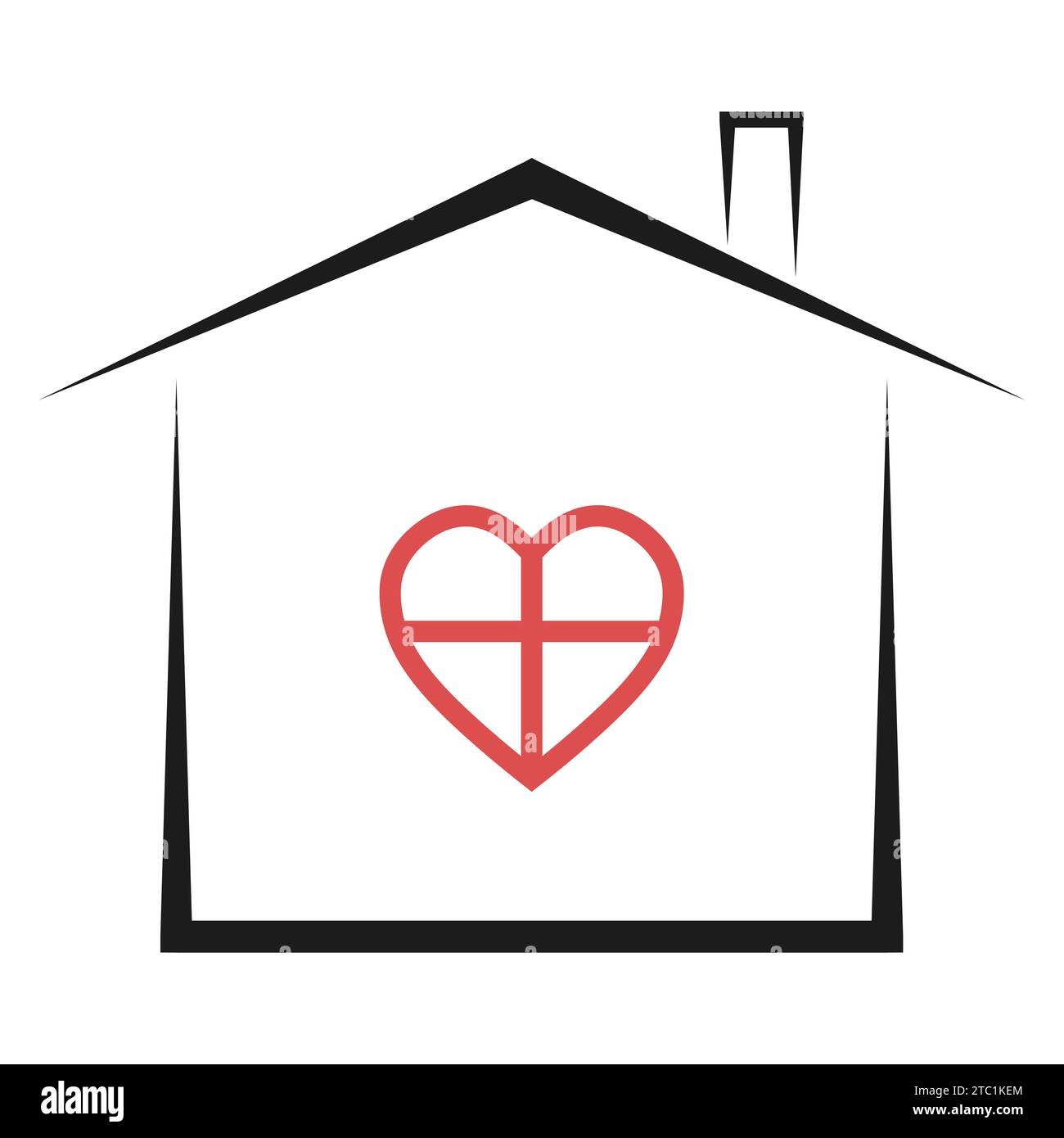 Home where you loved, sweet home with heart shaped window Stock Vector ...