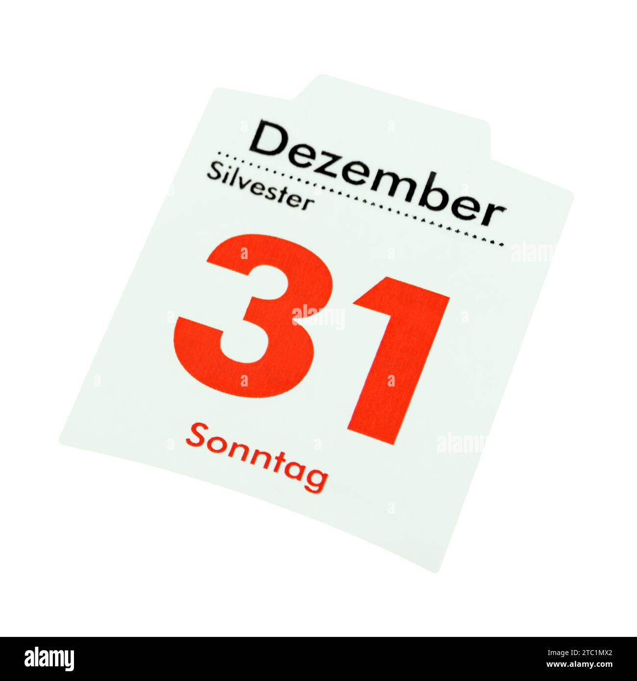 German calendar 2023 December 1 New Years Eve Sunday isolated on white ...