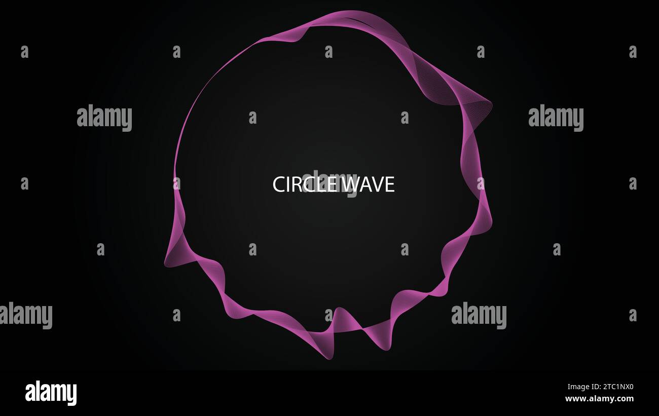 Vector abstract circles line wavy in a round frame with colorful ...