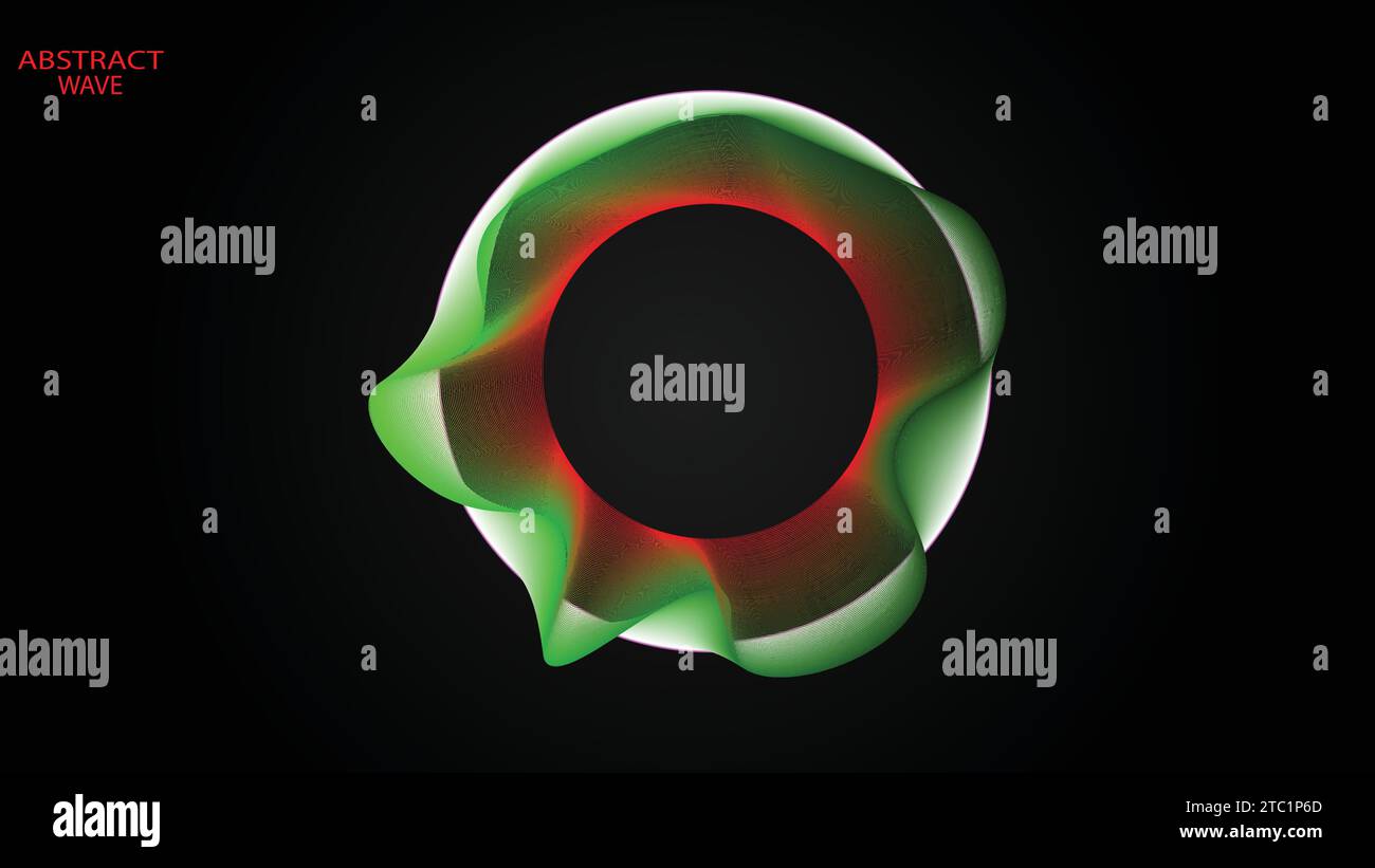 Vector abstract circles line wavy in a round frame with colorful ...