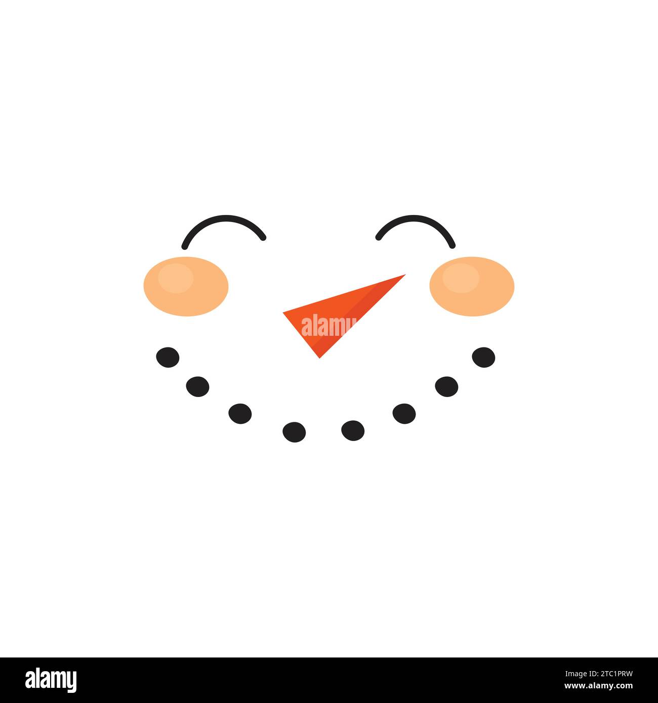 Isolated snowman face illustration in flat cartoon style. Smiling ...