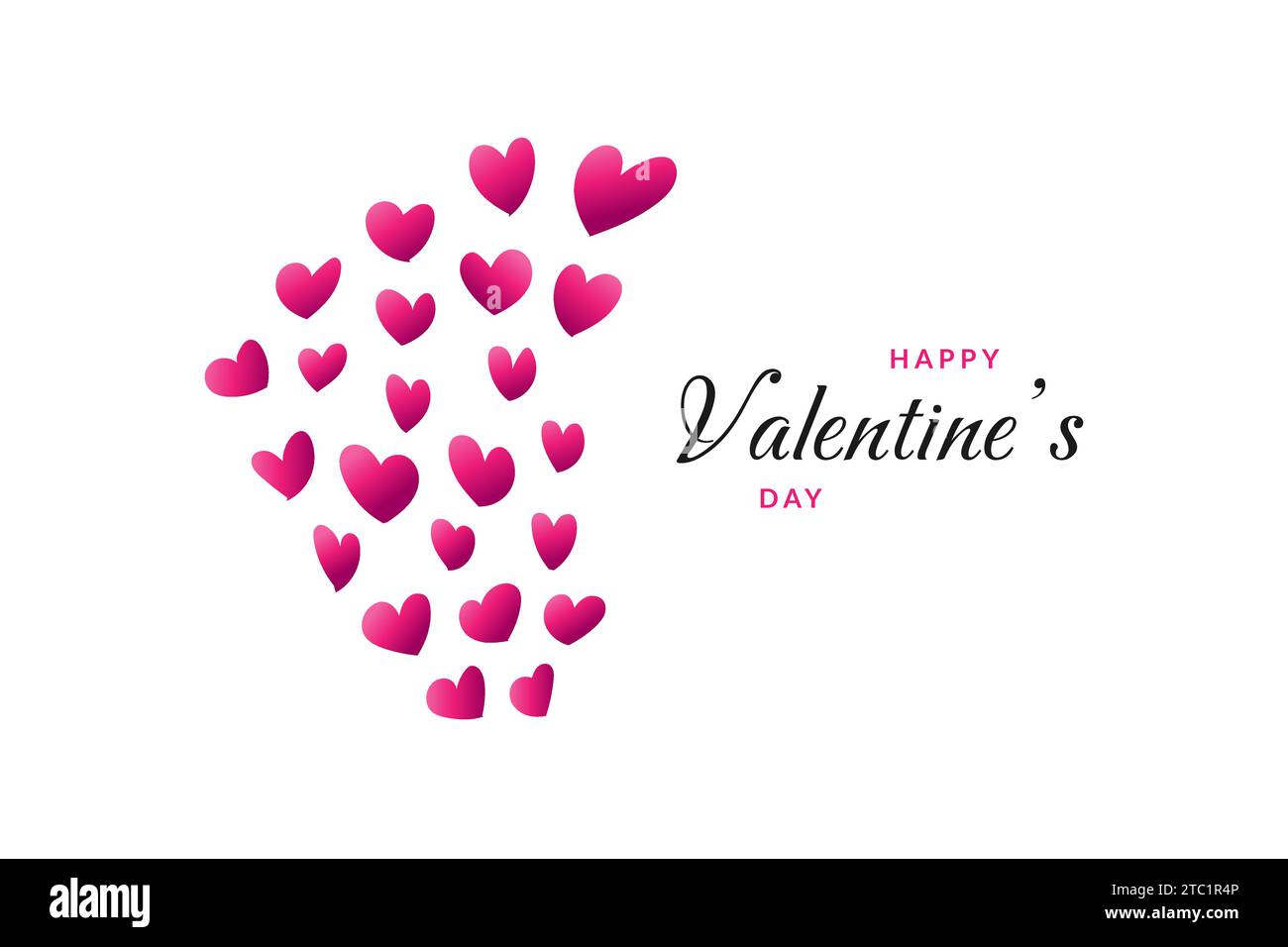 Pink Flying Hearts with Happy Valentine's Day Greetings Isolated on ...