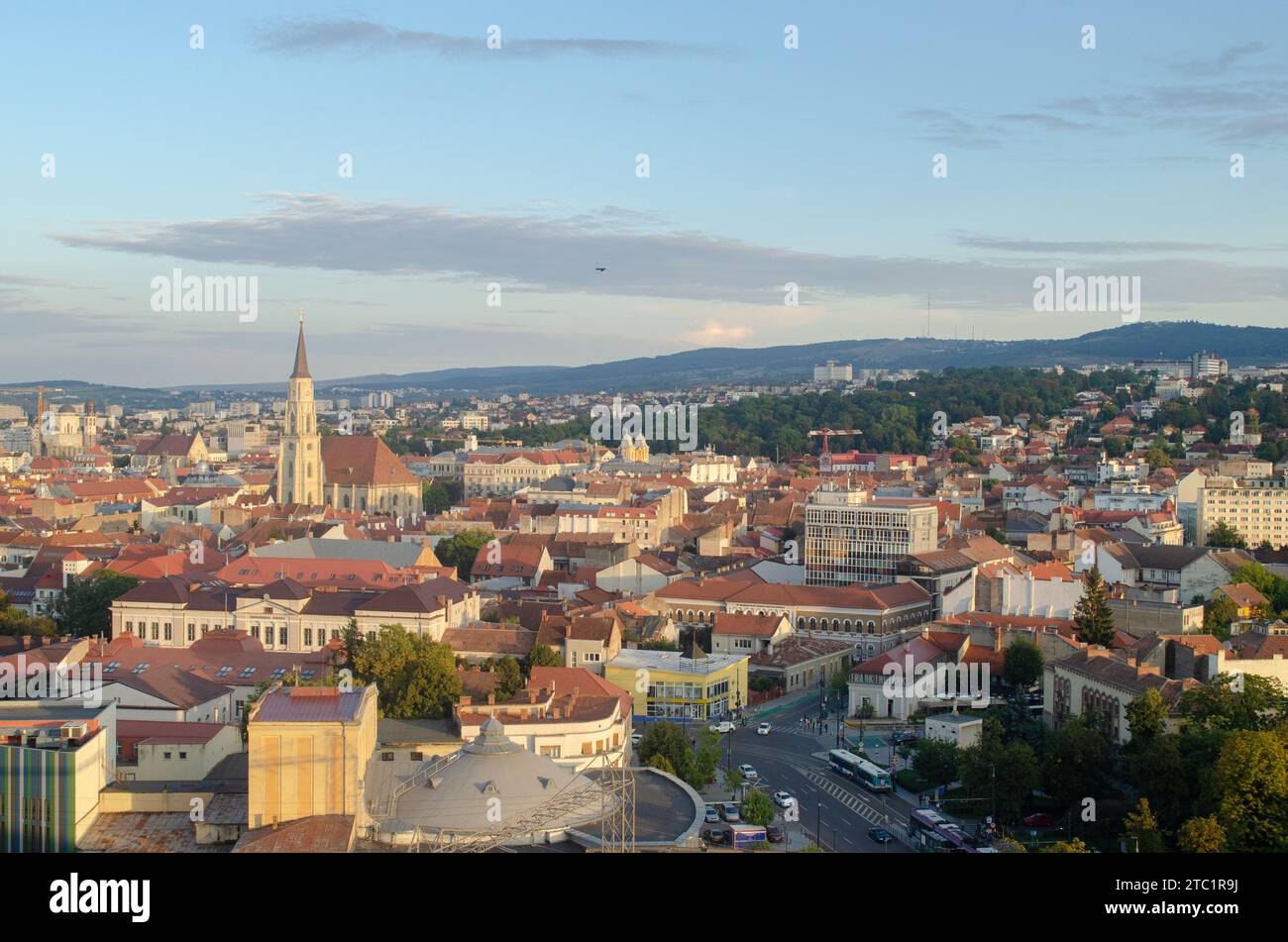 Aerial view photography, Cluj-Napoca city, Old town center, Romania ...