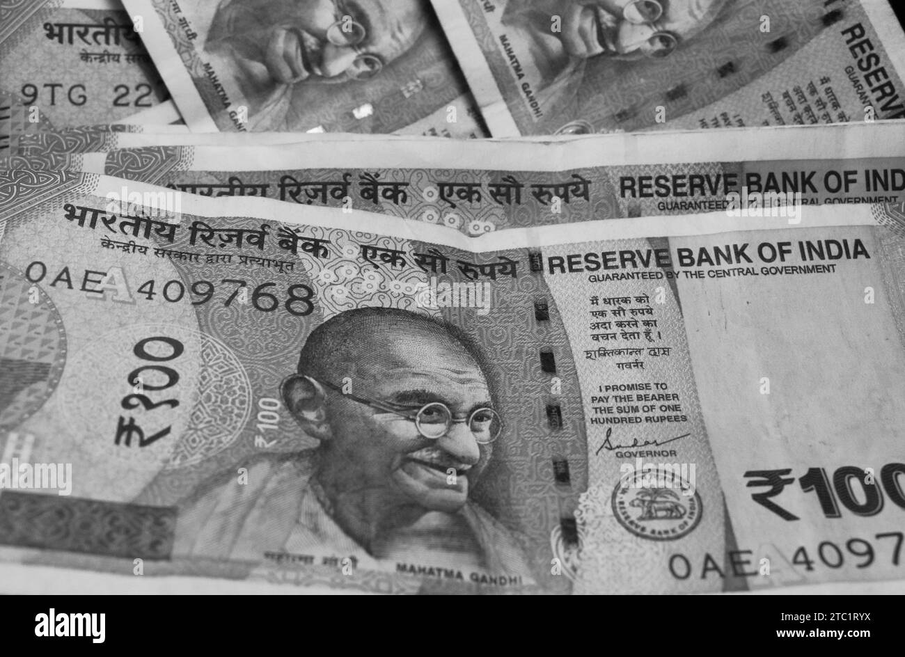 Mahatma Gandhi in one hundred rupee Indian currency. Currency ...