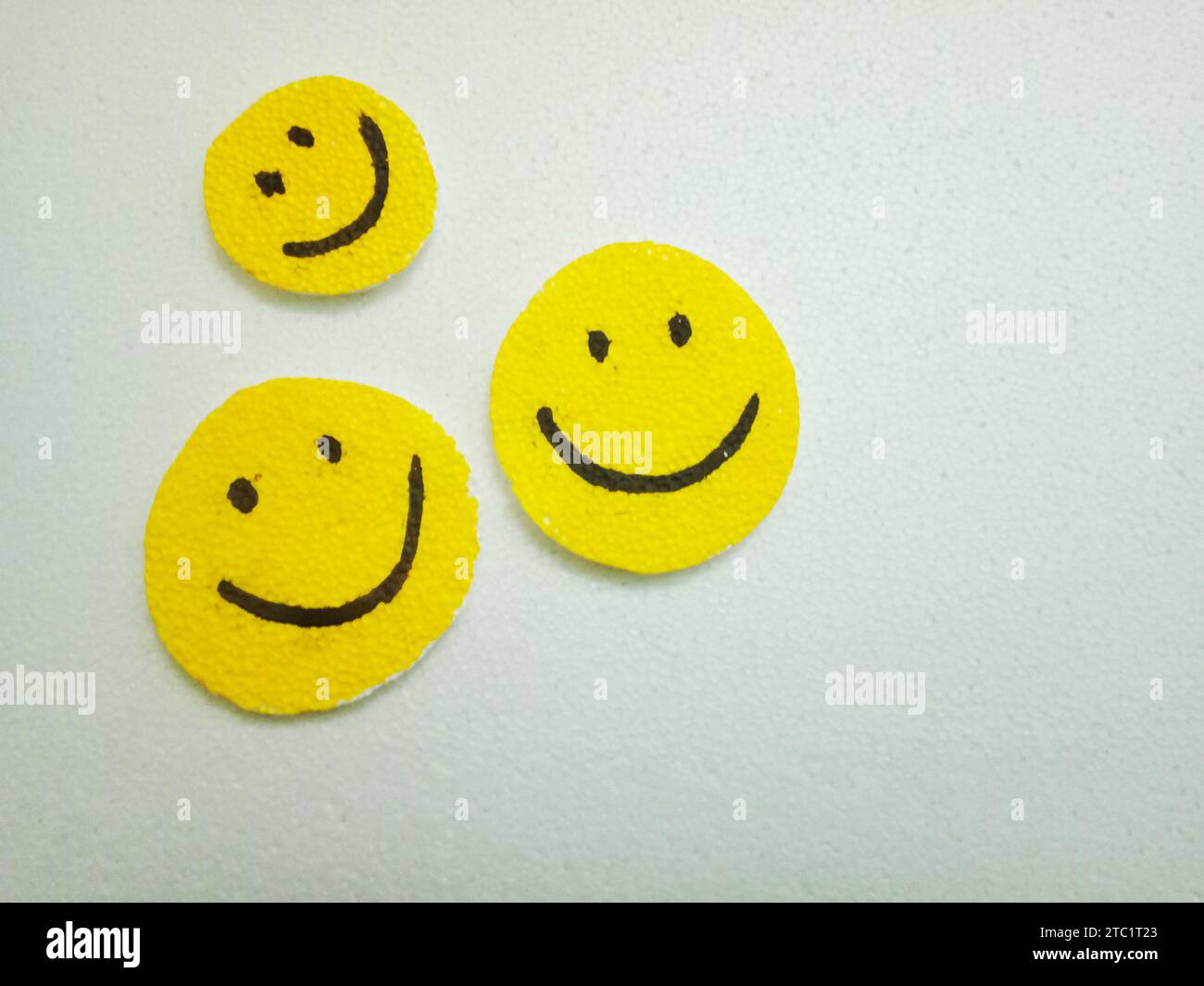 Crafted smiley face icons against white background. Happy, joy, smiling ...