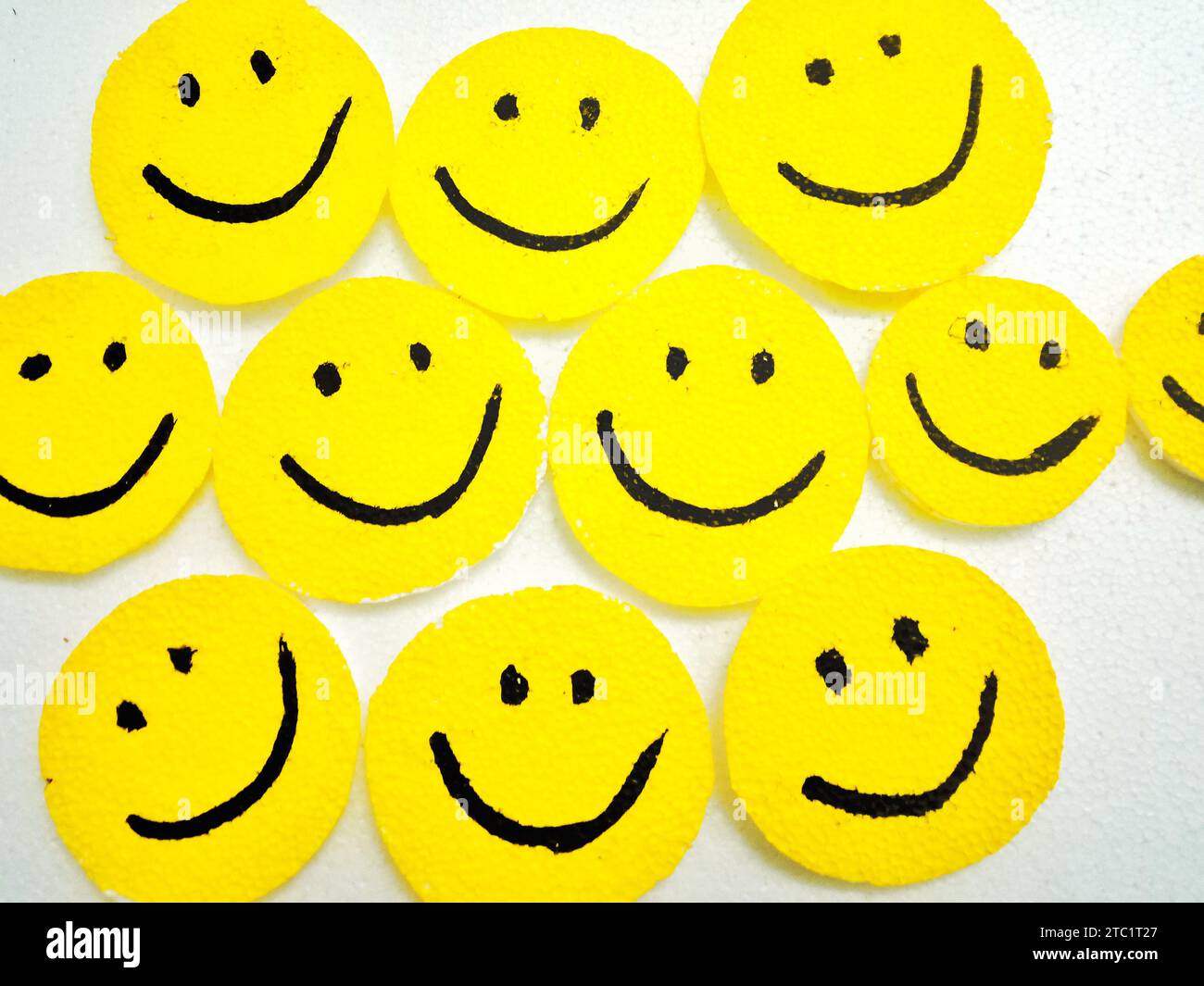 Crafted smiley face icons against white background. Happy, joy, smiling ...