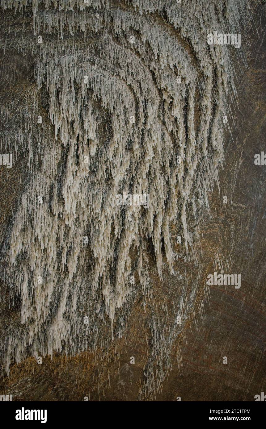Small stalactites in a salt mining cave Salina Turda, Romania Stock ...