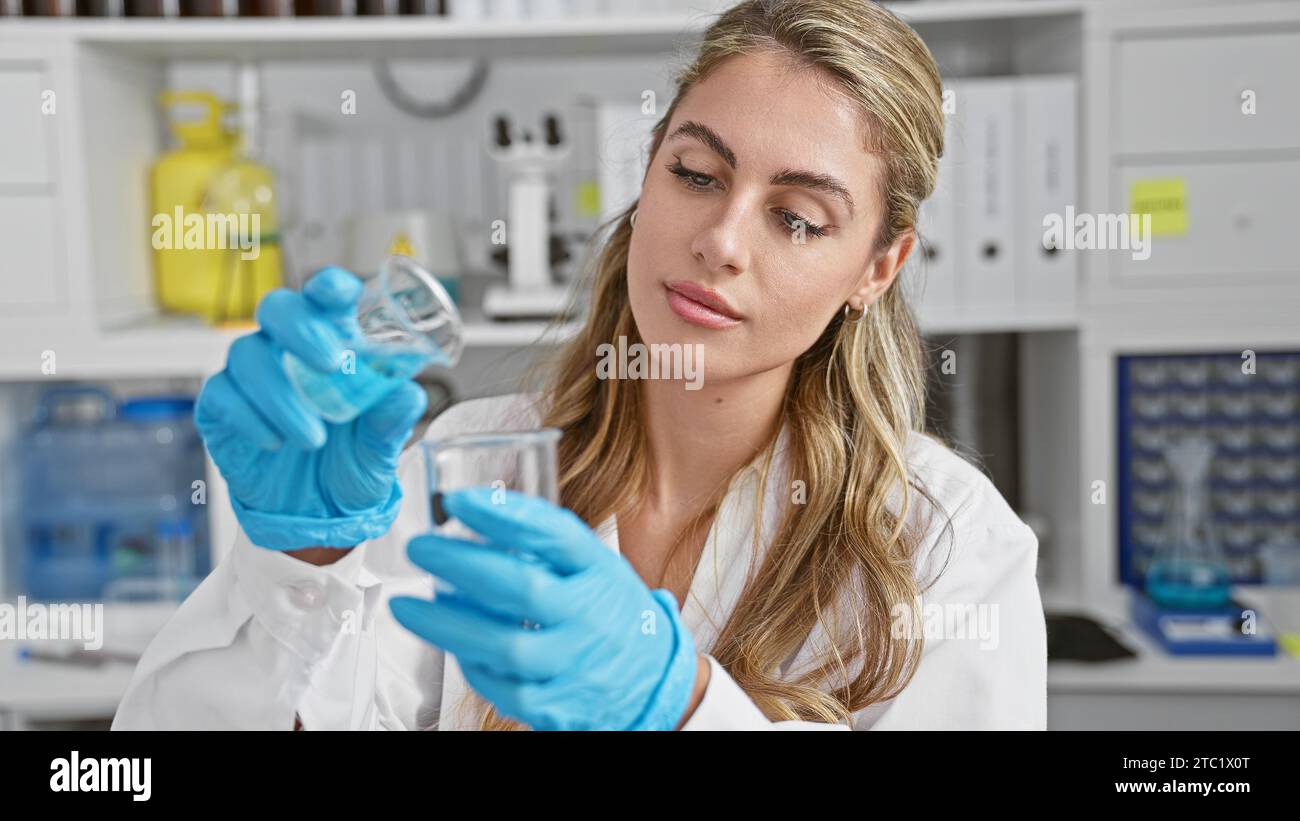 Beautiful young blonde scientist work hi-res stock photography and ...