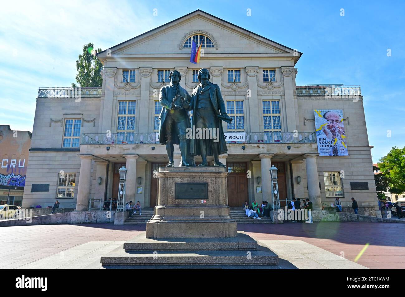 Goethe-Schiller monument in front of the German National Theater on ...