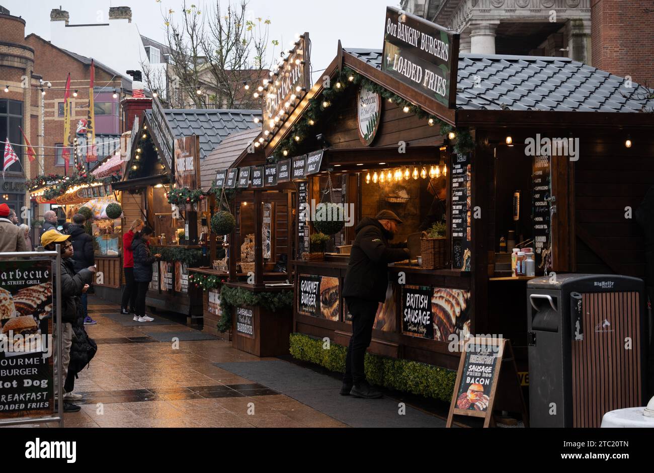 Christmas market stalls, Broadgate, Coventry, UK Stock Photo - Alamy