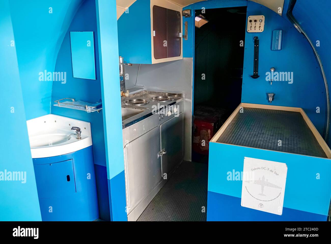 bathroom and kitchen on a Dakota DC-3L ??passenger plane flying between ...