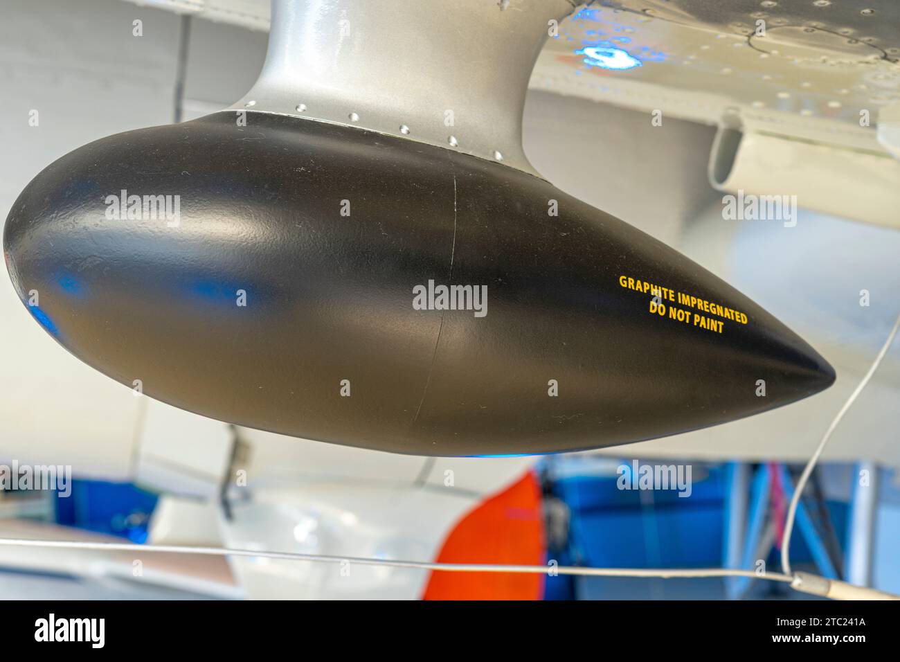 oval shaped airplane navigation antenna attached to airplane wing Stock ...