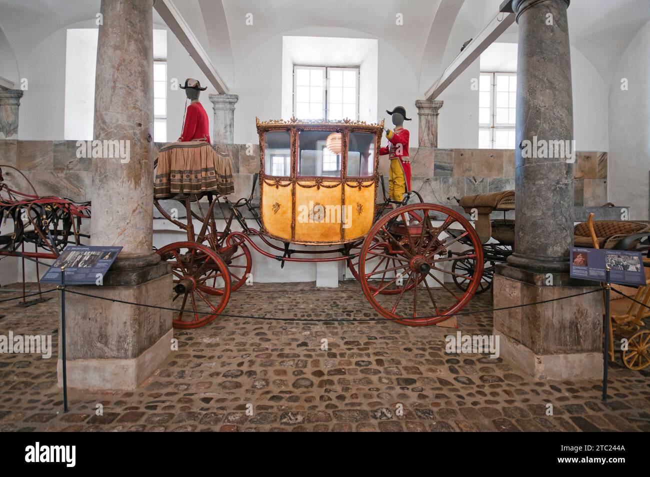 Ancient carriage on display in the Royal Stables Museum of ...