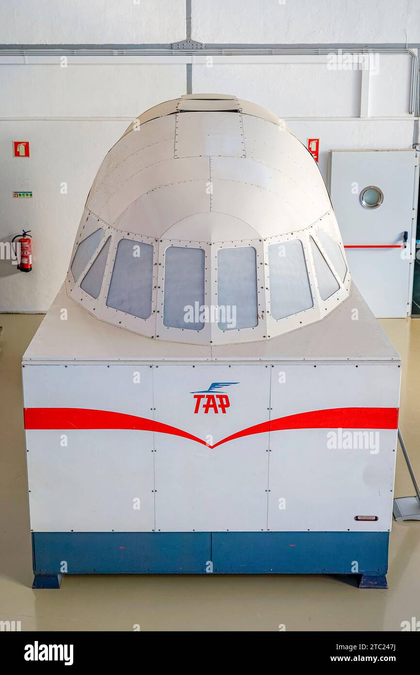 cabin of aviation simulator used in the 70 s by TAP airline Stock Photo ...