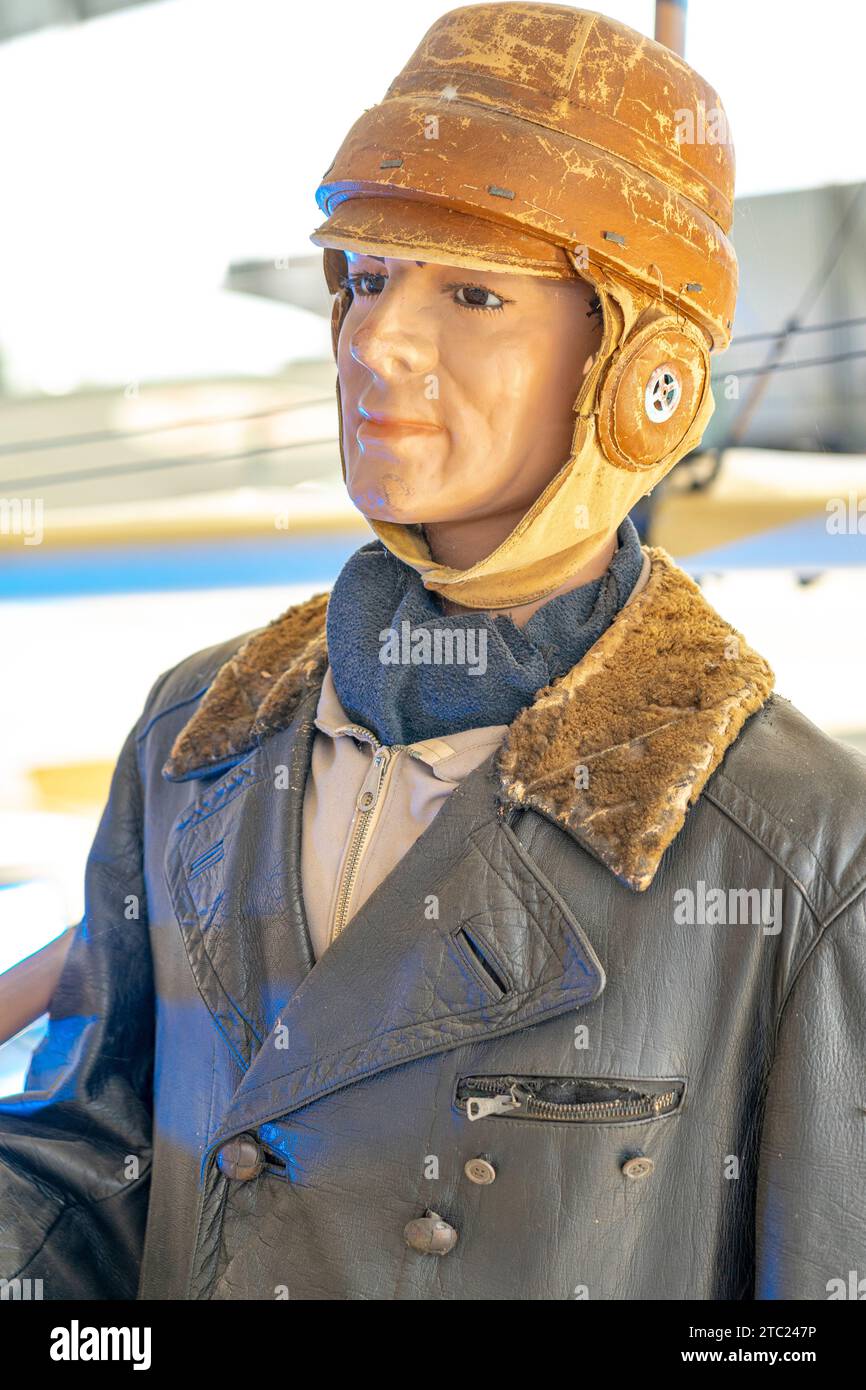 artificial mannequin bust of an aviator pilot with characteristic ...