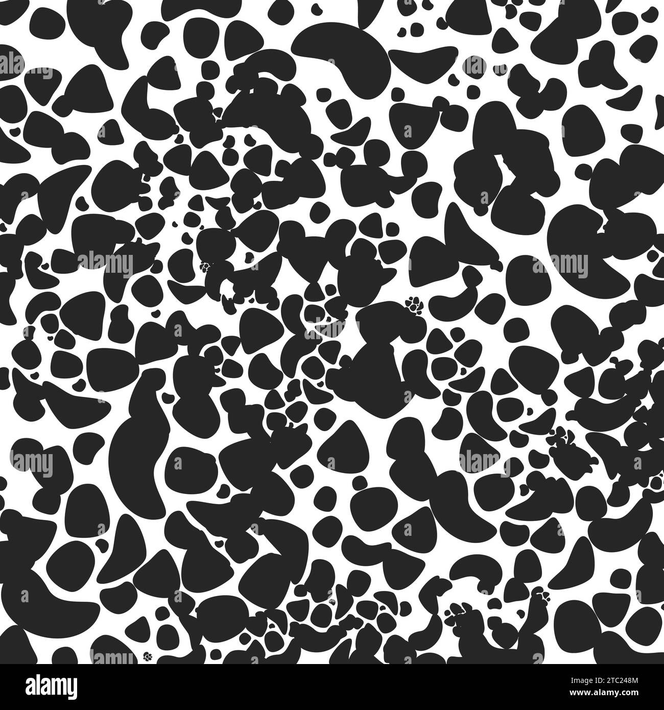 Black and white spotted animal print of Dalmatian or cow. Vector background with animal print ...
