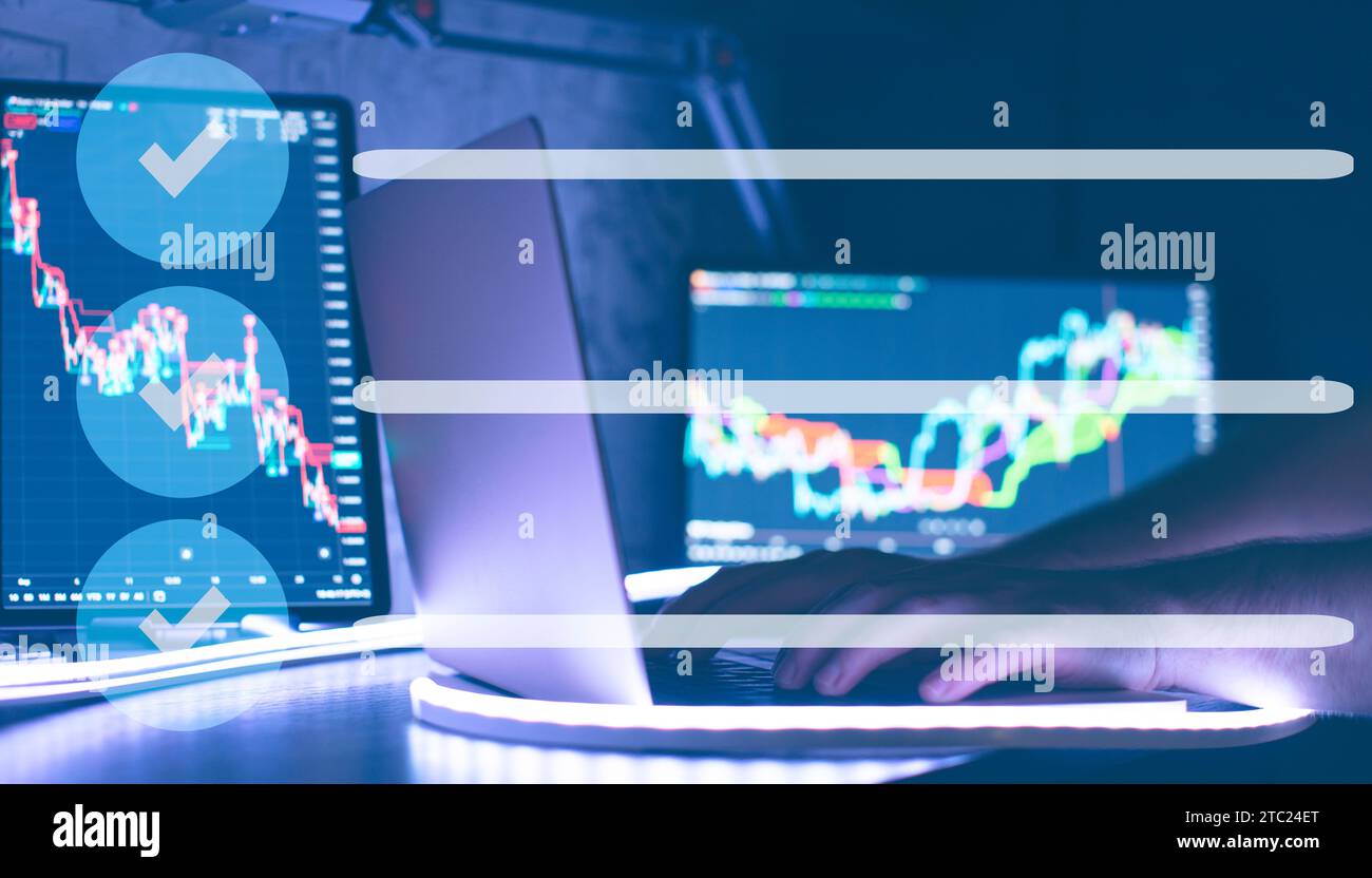 Analysis for professional technical analysis on the monitor of a computer. Fundamental and ...