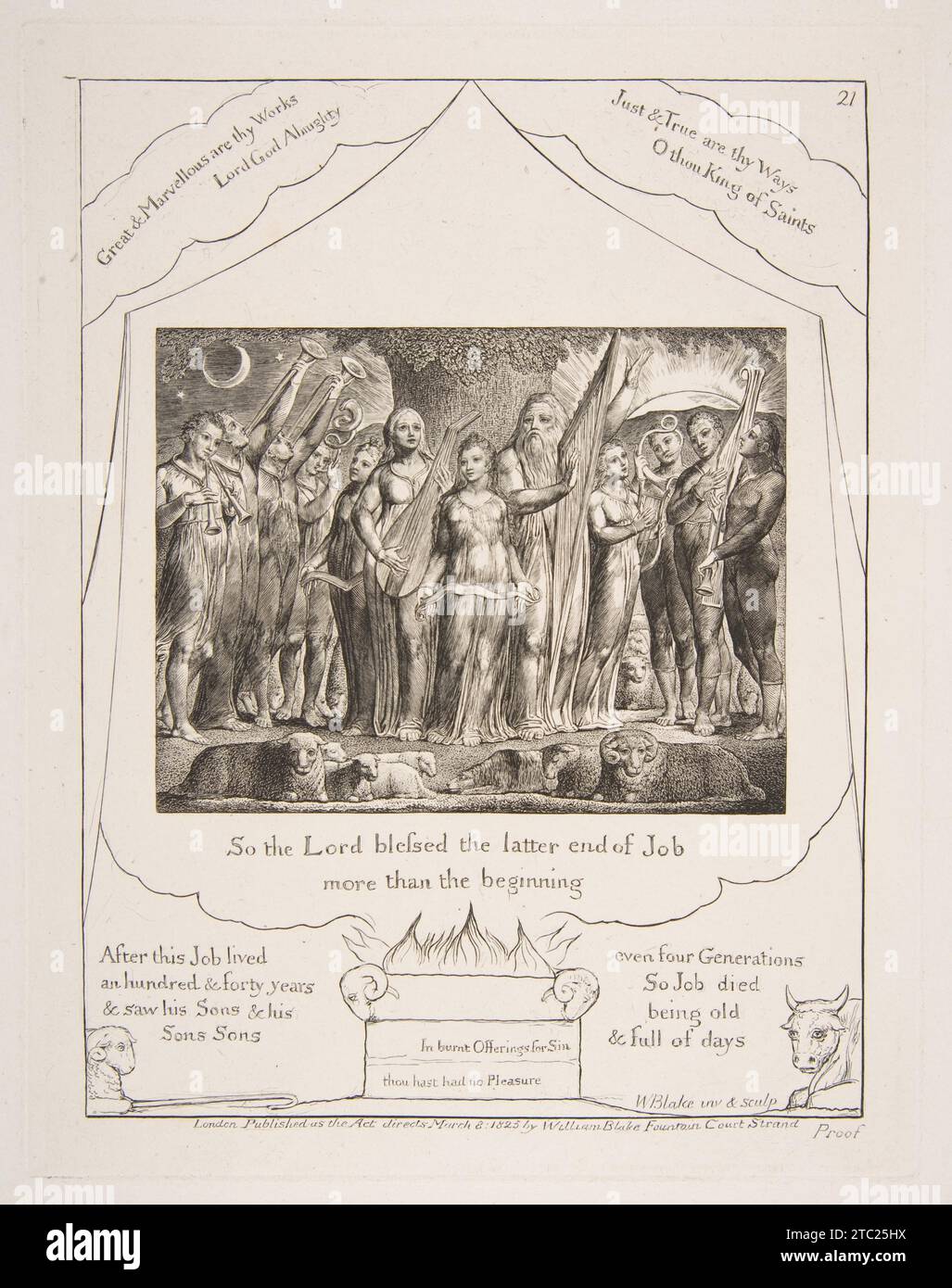 Job and his Wife restored to Prosperity 1917 by William Blake Stock ...