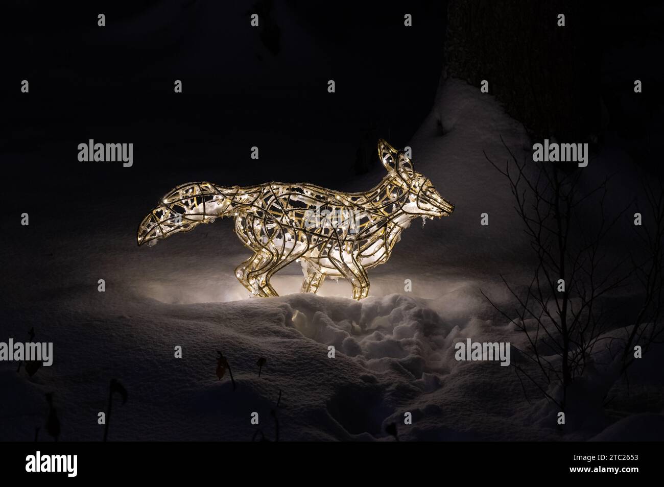 Fox made of lights in public park Kumla Sweden Stock Photo - Alamy