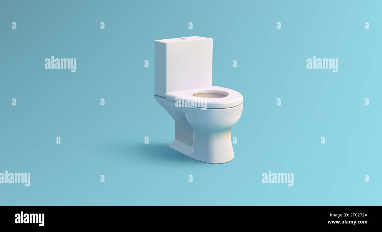 3D Cartoon Toilet with Tank and seat, white clean interior object on ...