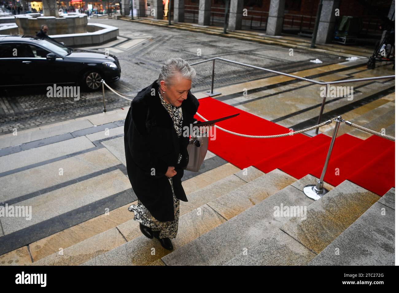 Oslo 20231210.Nobel committee chair Berit Reiss-Andersen arrives at ...