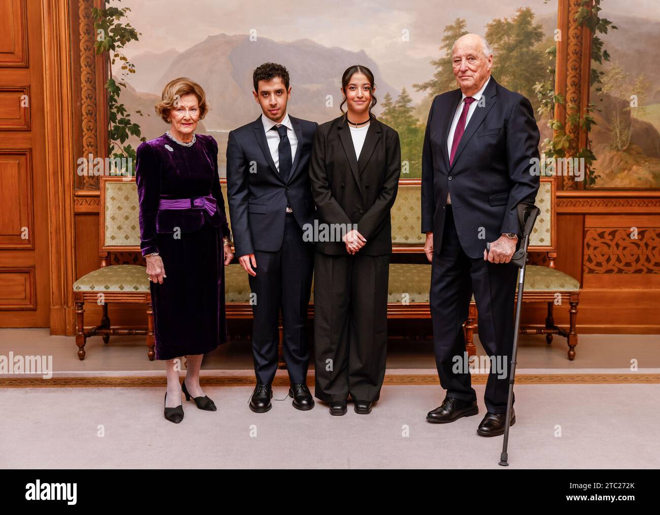 Oslo 20231210.King Harald (right) and Queen Sonja (left) receive the ...