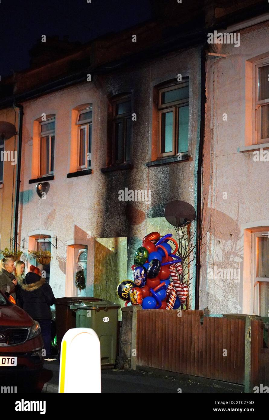 File photo dated 23/12/21 of balloons outside a property in Collingwood ...