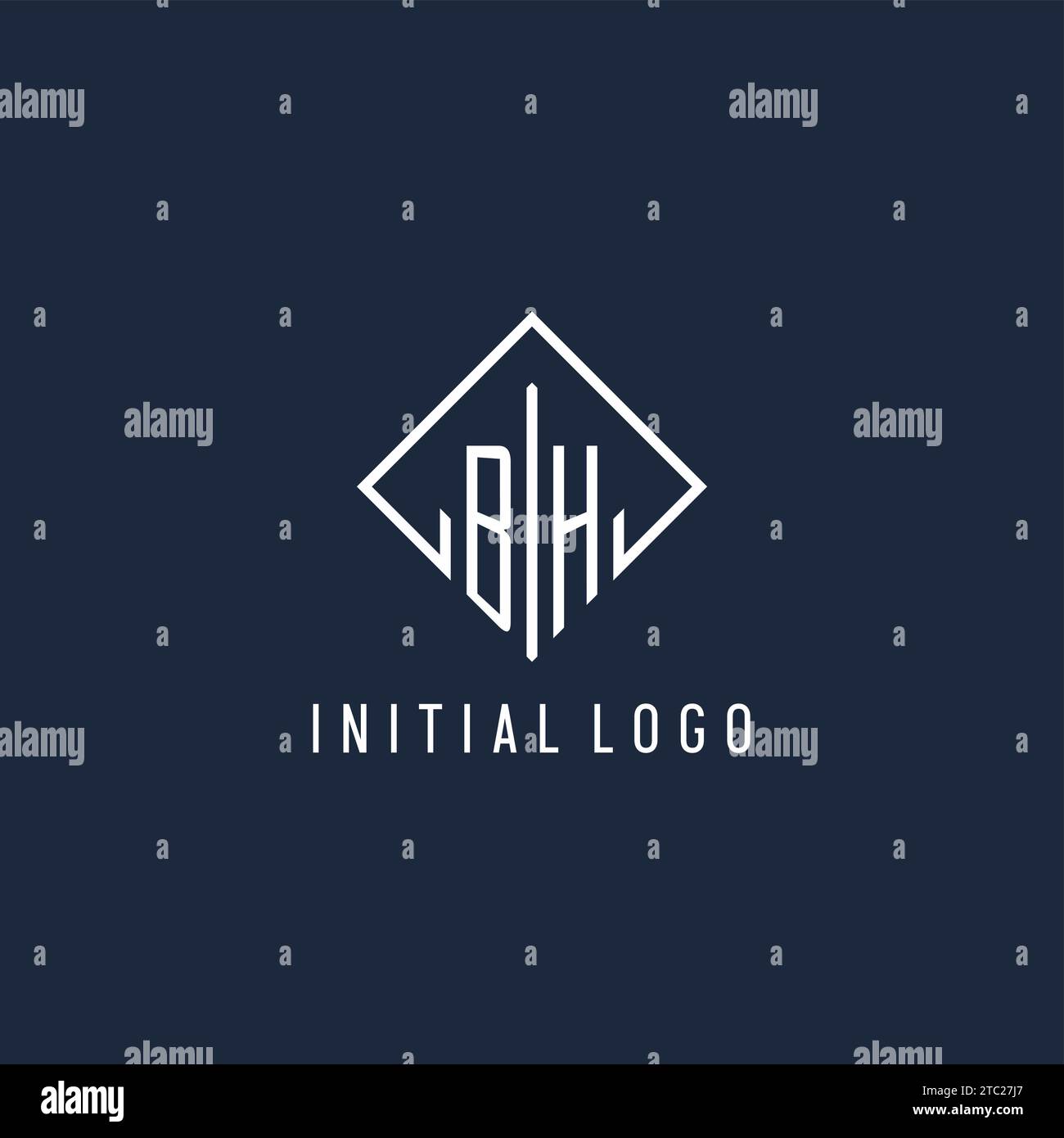 BH initial logo with luxury rectangle style design vector graphic Stock ...