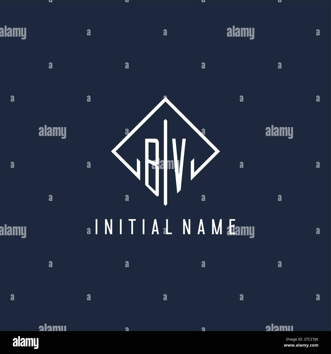 BV initial logo with luxury rectangle style design vector graphic Stock ...