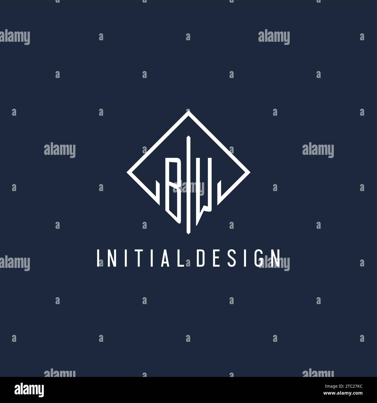 BW initial logo with luxury rectangle style design vector graphic Stock ...