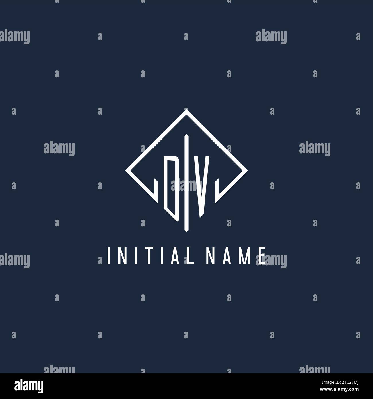 DV initial logo with luxury rectangle style design vector graphic Stock ...