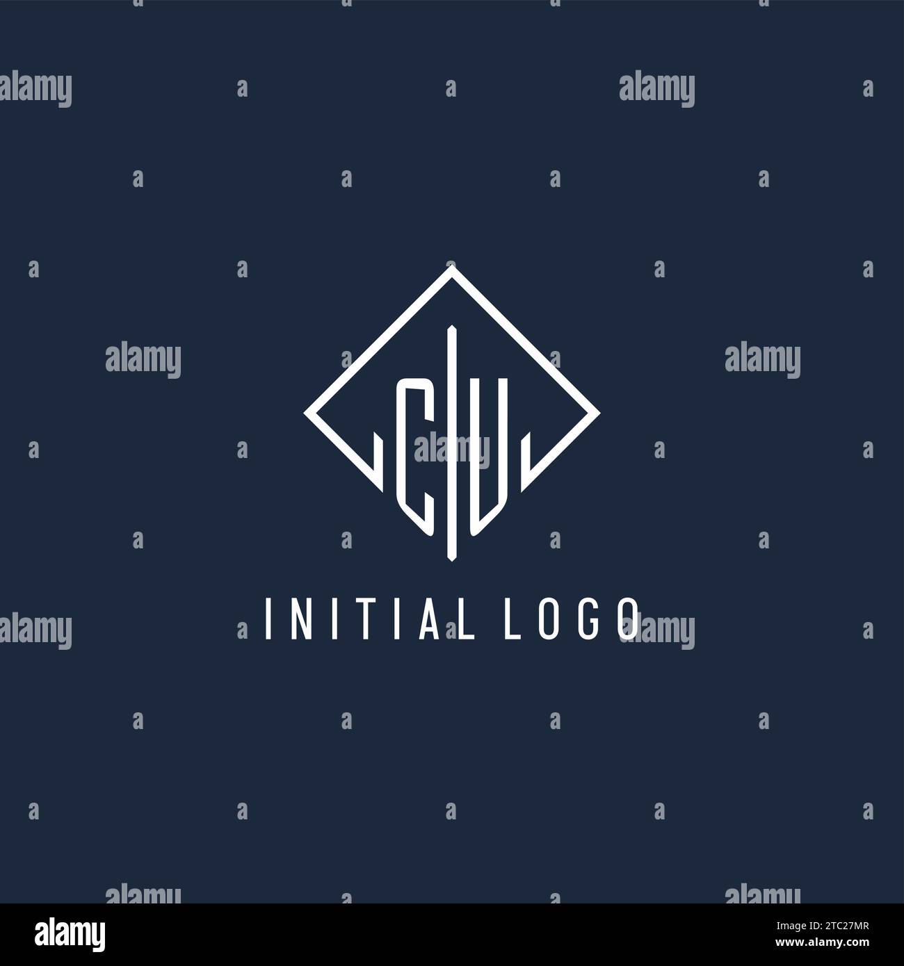 CU initial logo with luxury rectangle style design vector graphic Stock ...