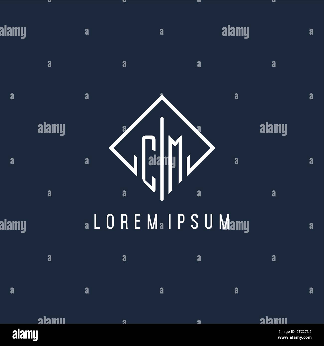 CM initial logo with luxury rectangle style design vector graphic Stock ...