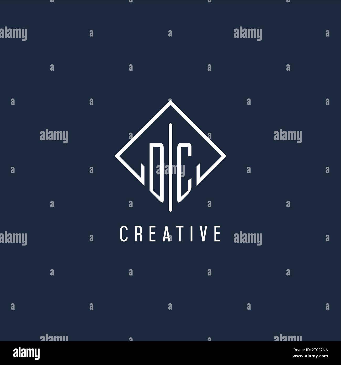 DC initial logo with luxury rectangle style design vector graphic Stock ...