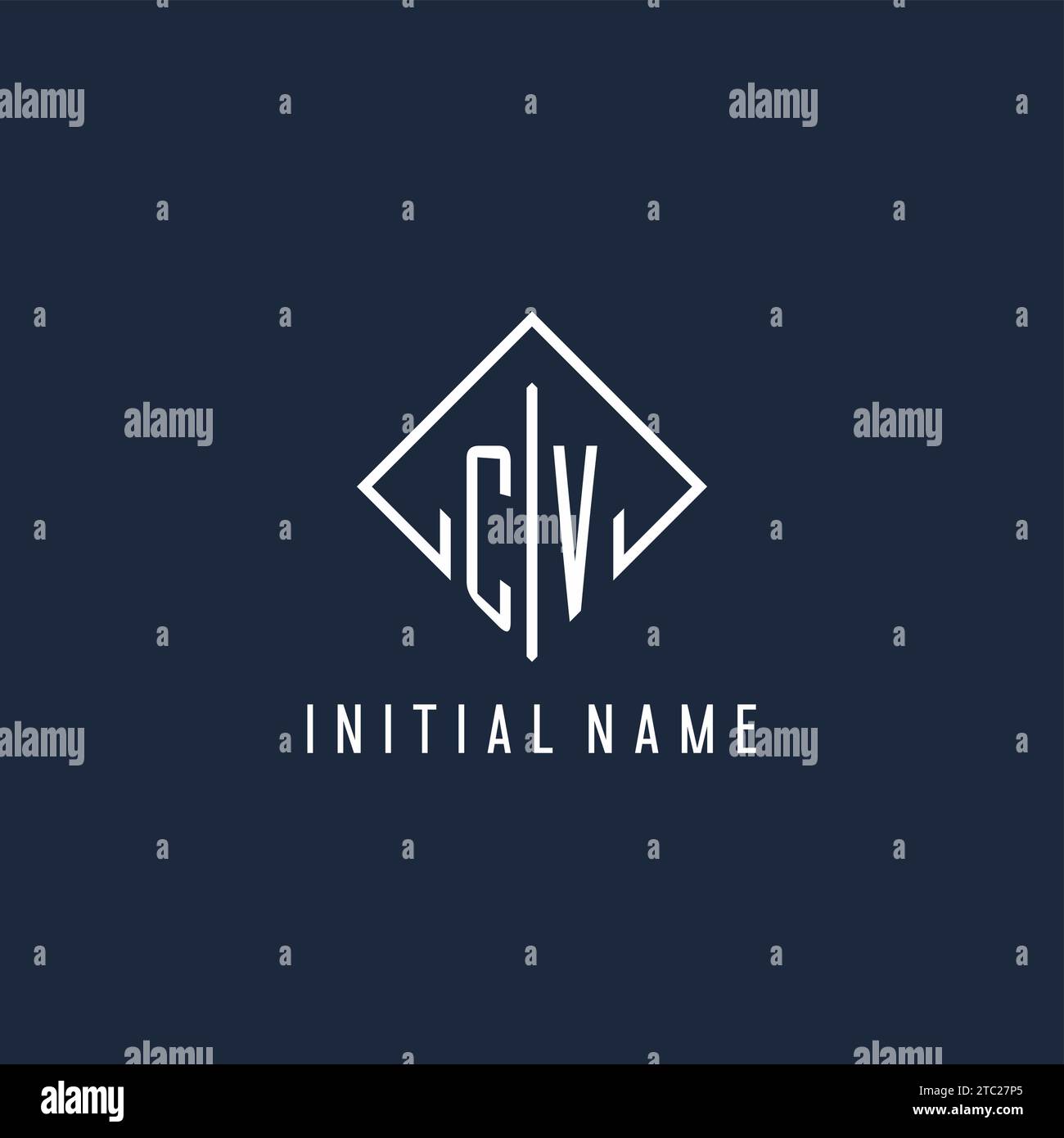 CV initial logo with luxury rectangle style design vector graphic Stock ...
