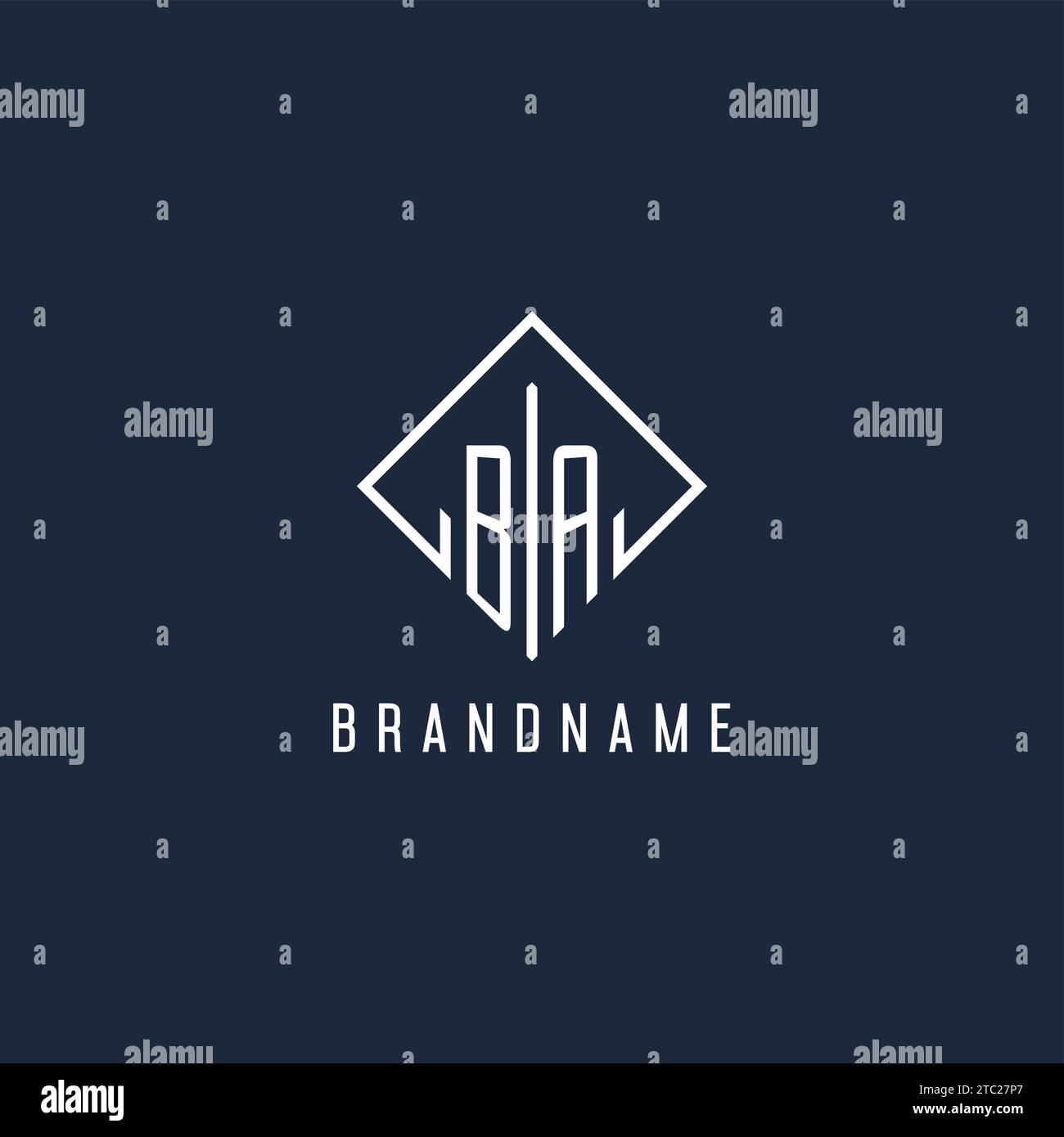 BA initial logo with luxury rectangle style design vector graphic Stock ...