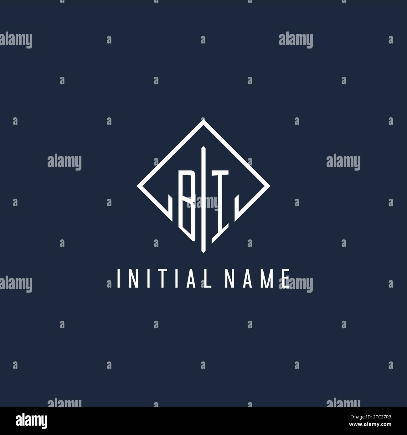 BI initial logo with luxury rectangle style design vector graphic Stock ...