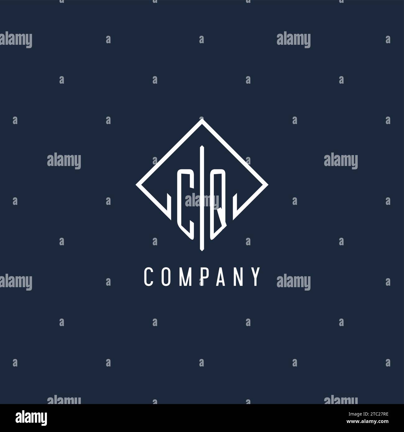 CQ initial logo with luxury rectangle style design vector graphic Stock ...