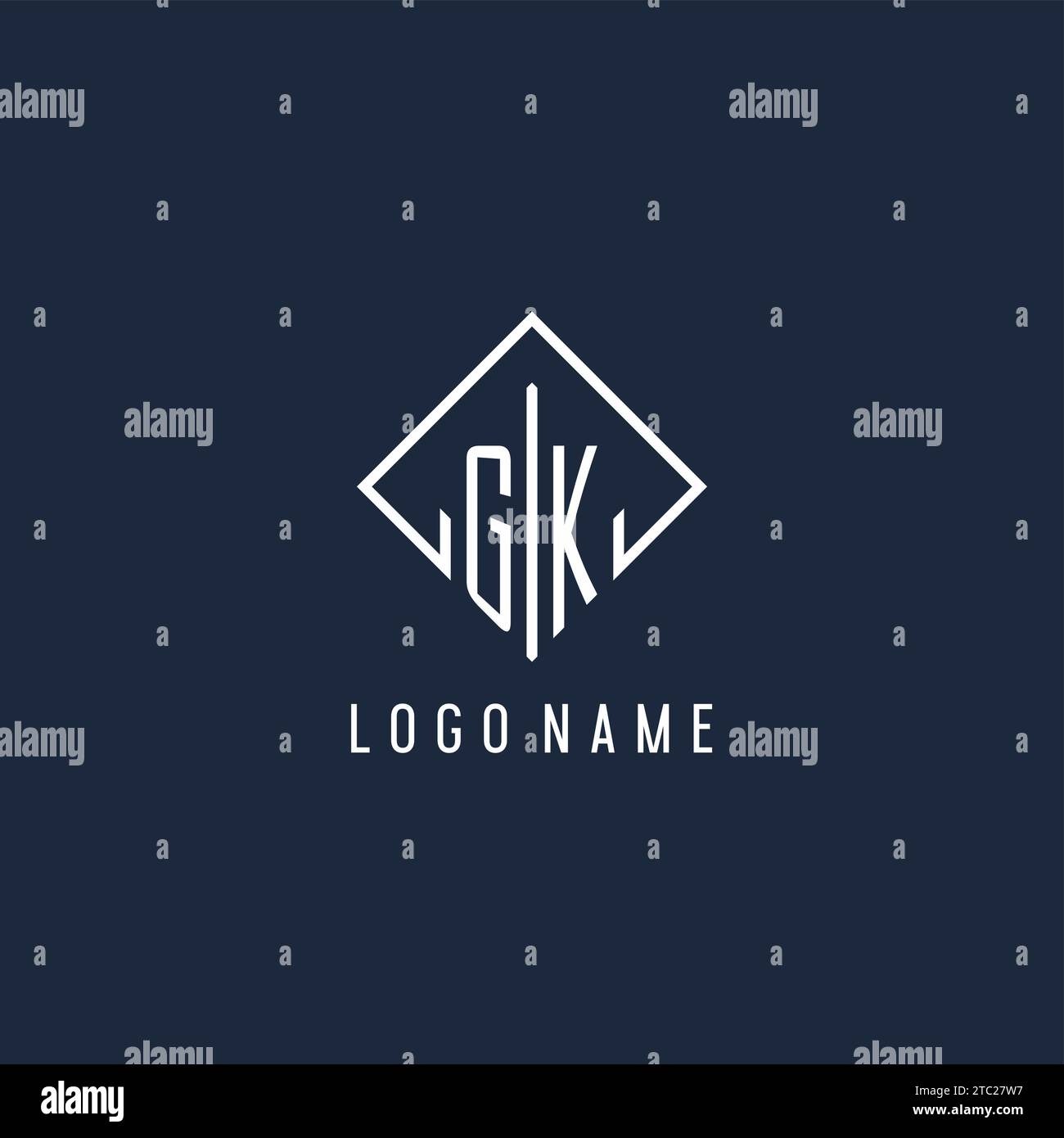 GK initial logo with luxury rectangle style design vector graphic Stock ...