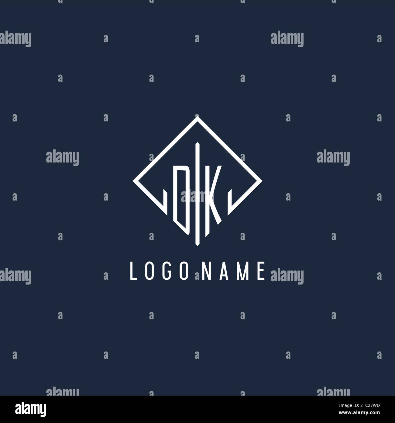 DK initial logo with luxury rectangle style design vector graphic Stock ...